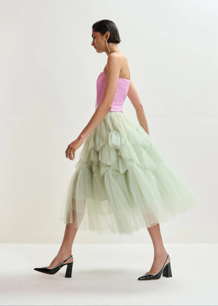 ESSENTIEL ANTWERP PINK SCULPTED BUSTIER TOP WITH SMOCKED BACK – Gallery 9